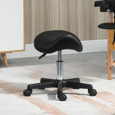 HOMCOM Saddle Stool Adjustable Rolling Salon Chair for Massage Spa Beauty Black