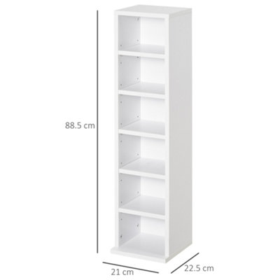 HOMCOM Set of 2 CD Media Display Shelf Unit Tower Rack Adjustable, White