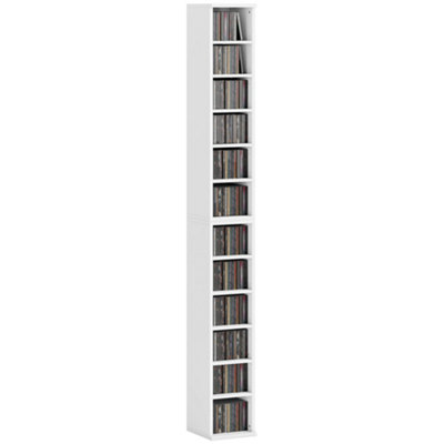 HOMCOM Set of 2 CD Storage Units DVD Shelf with Adjustable Shelves, White