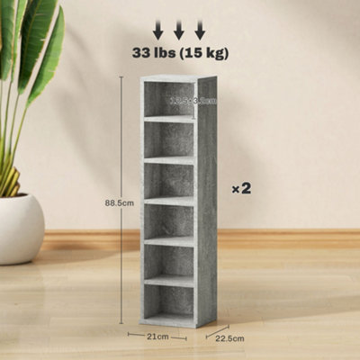 HOMCOM Set of 2 CD Storage Units with Adjustable Shelves Cement Grey