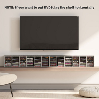 HOMCOM Set of 2 CD Storage Units with Adjustable Shelves Cement Grey