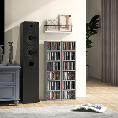 HOMCOM Set of 2 CD Storage Units with Adjustable Shelves, High Gloss ...