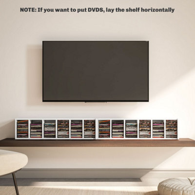 HOMCOM Set of 2 CD Storage Units with Adjustable Shelves, High Gloss White