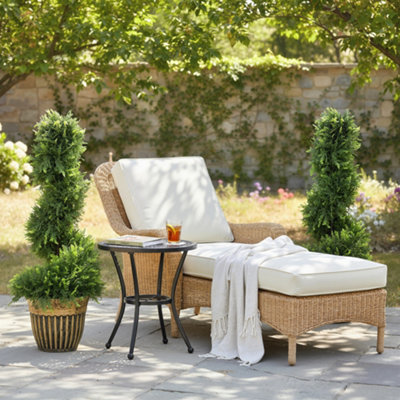 HOMCOM Set of 2 Potted Artificial Plants, Topiary Spiral Cypress Trees ...