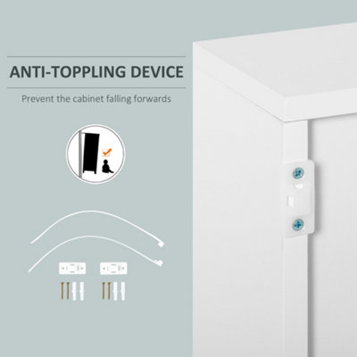 HOMCOM Side Cabinet with 2 Door Cabinet and 2 Drawer for Home Office Grey