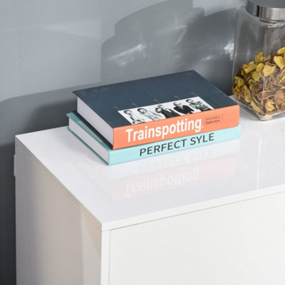 HOMCOM Side Cabinet with 2 Door Cabinet and 2 Drawer for Home Office White