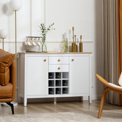 White sideboard with wine storage store