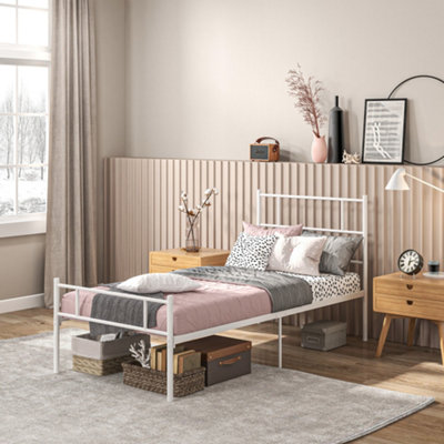 HOMCOM Single Metal Bed Frame w/Headboard Footboard, Underbed Storage ...
