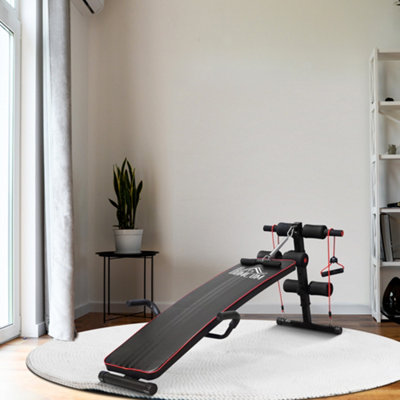 HOMCOM Sit Up Bench Core AB Workout Adjustable Thigh Support Home Gym Black