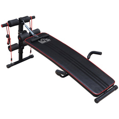 HOMCOM Sit Up Bench Core AB Workout Adjustable Thigh Support Home Gym Black