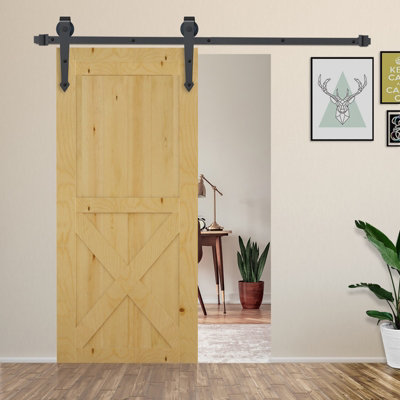 HOMCOM Sliding Wood Barn Door Track System Kit Hardware Set Stainless Steel
