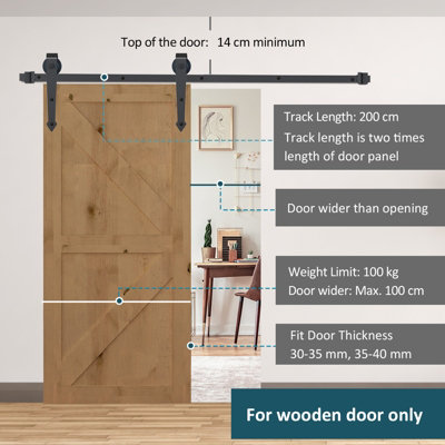 HOMCOM Sliding Wood Barn Door Track System Kit Hardware Set Stainless Steel