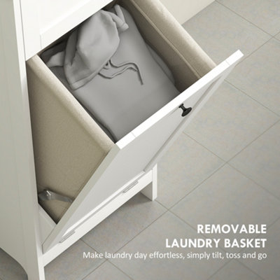 HOMCOM Slim Bathroom Storage Unit with Tilt-Out Laundry Cabinet Drawer ...