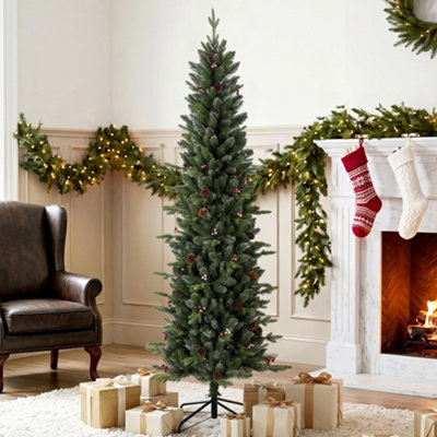 HOMCOM Slim Gracious Pine Xmas Tree with 688 Branch Tips, Green