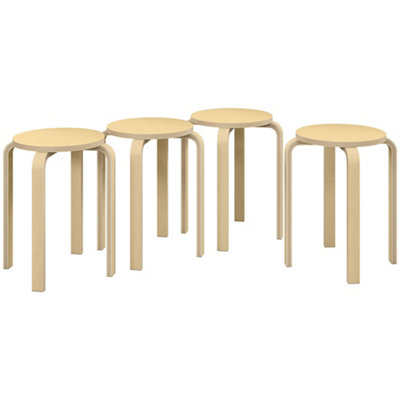 HOMCOM Stackable Stools Set of 4, Round Backless Stools for Kitchen