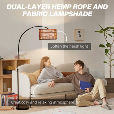 HOMCOM Standing Lamp for Living Room, Floor Lamp with Foot Switch, Black