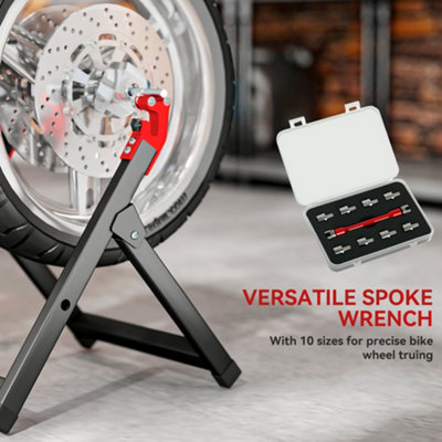 HOMCOM Steel Motorcycle Wheel Balancer Truing Stand with Spoke Wrench ...