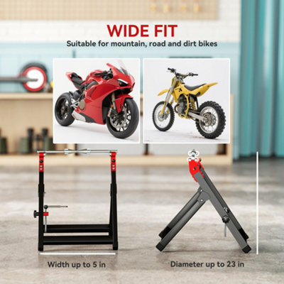 HOMCOM Steel Motorcycle Wheel Balancer Truing Stand with Spoke Wrench ...