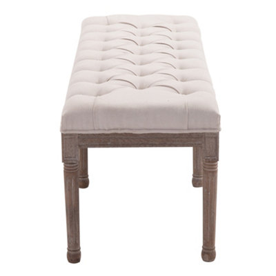 HOMCOM Stool Bench 3 Person Chic Button Tufted Bedside Seat End Hallway