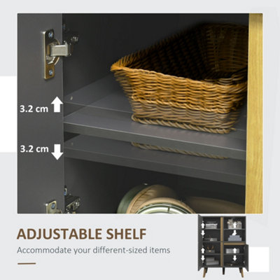 HOMCOM Storage Cabinet Sideboard with Tempered Glass Adjustable Shelves