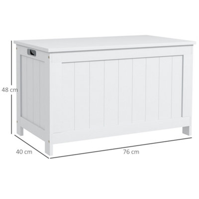 HOMCOM Storage Chest with 2 Safety Hinges, Modern Storage Bench, White