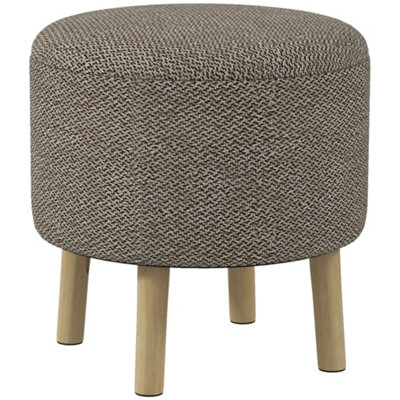 HOMCOM Storage Ottoman, Round Stool Chair with Cushioned Top, Light Grey