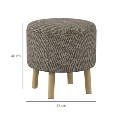 HOMCOM Storage Ottoman, Round Stool Chair with Cushioned Top, Light Grey