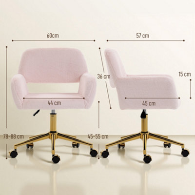 HOMCOM Swivel Office Chair, Vanity Desk Chair with Adjustable Height ...