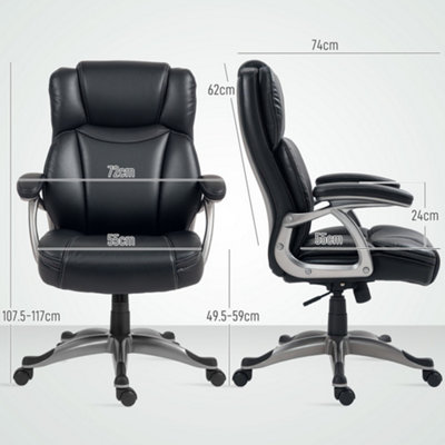 HOMCOM Tilting Executive Office Chair, PU Leather Desk Chair, Black