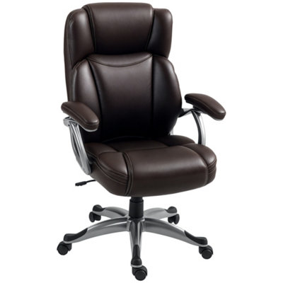 HOMCOM Tilting Executive Office Chair, PU Leather Desk Chair, Brown