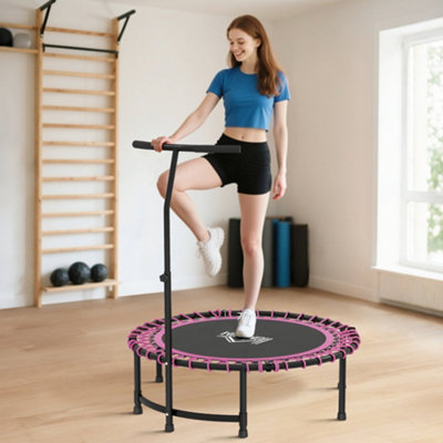 HOMCOM Trampoline Outdoor Bouncer Jumper Adjustable Handle, Pink