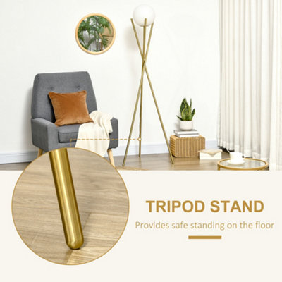 HOMCOM Tripod Floor Lamp Modern Freestanding Lamp E27 Base for Bedroom ...