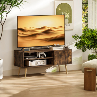 HOMCOM TV Unit Cabinet for TVs up to 55Inches with Cable Management, Brown