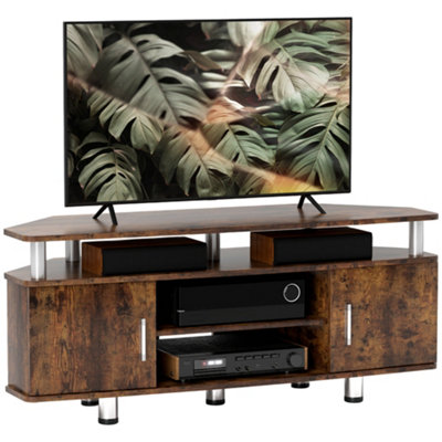 HOMCOM TV Unit Cabinet with Storage Shelves Entertainment Center Rustic ...