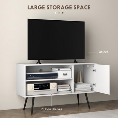 HOMCOM TV Unit for 50" TVs with 2 Open Shelves, Door and 2 Cable Holes ...