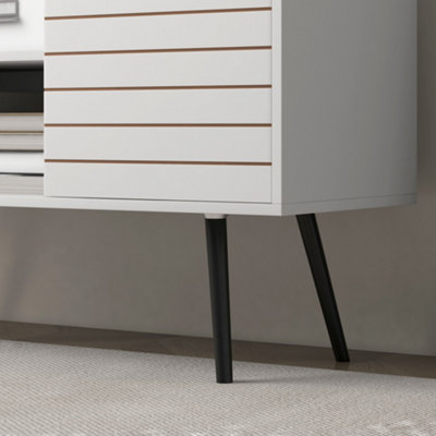 HOMCOM TV Unit for 50" TVs with 2 Open Shelves, Door and 2 Cable Holes ...