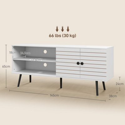 HOMCOM TV Unit for 65" TVs with 2 Open Shelves, Door and 2 Cable Holes ...