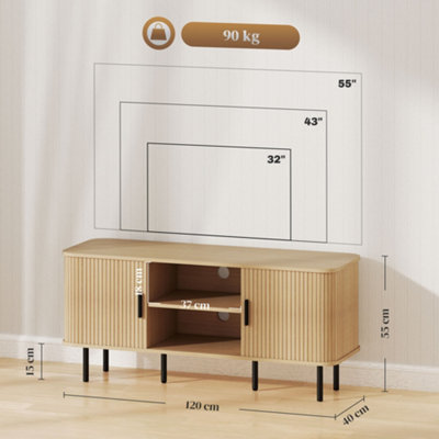 HOMCOM TV Unit for Living Room, TV Stand, Oak Tone