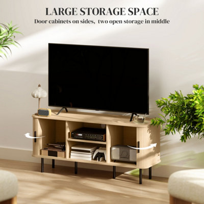 HOMCOM TV Unit for Living Room, TV Stand, Oak Tone