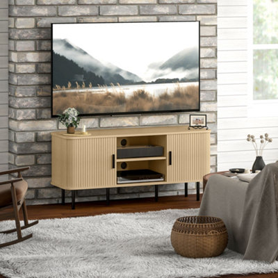 HOMCOM TV Unit for Living Room, TV Stand, Oak Tone