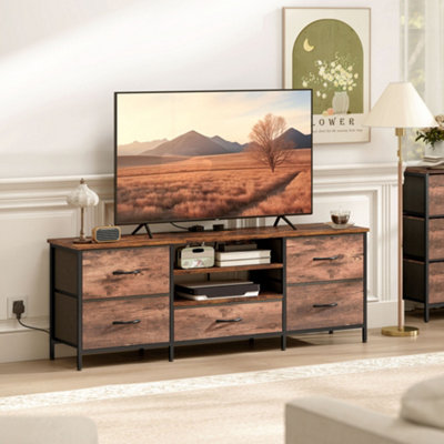 HOMCOM TV UNIT WITH CHARGING STATION, TV STAND FOR TVS UP TO 65 INCH