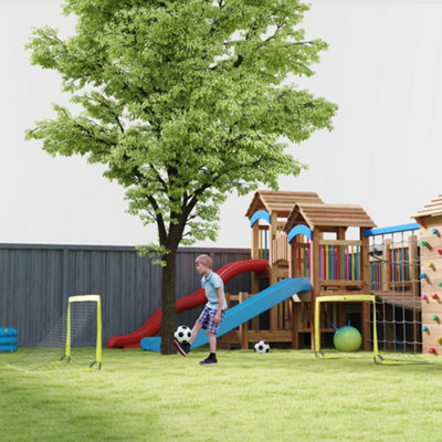 HOMCOM Two Football Goal Nets, Football Equipment w/ Carry Bag, Yellow