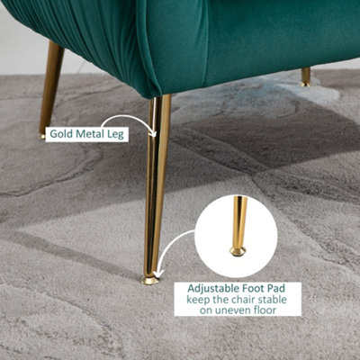 HOMCOM Velvet-Look Shell Shaped Chair with Thick Padded Seat, Green