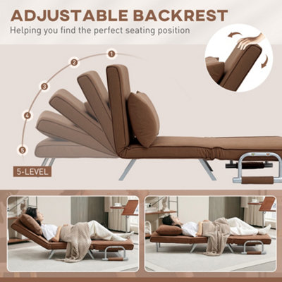 HOMCOM Velvet Single Folding 5 Position Convertible Sleeper Chair Bed ...