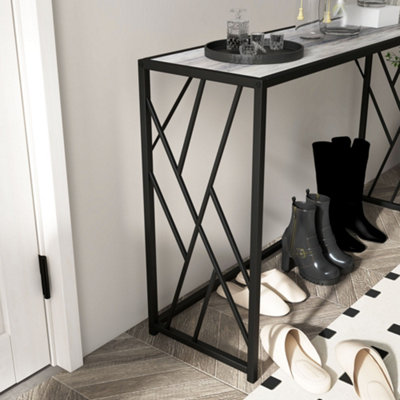 HOMCOM Vintage Sofa Table, Metal Frame Console Table for Hallway Living ...