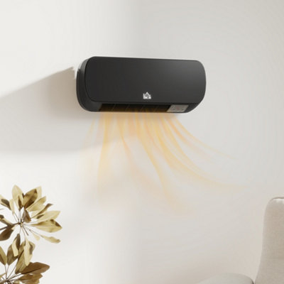 HOMCOM Wall Mounted Electric Heater with Timer Overheat Protection Black