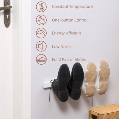 HOMCOM Wall Mounted Electric Shoe Dryer Shoe Warmers for Boots 2 Pairs ...