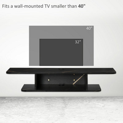 HOMCOM Wall Mounted TV Stand Entertainment Unit with Storage Shelf, Black