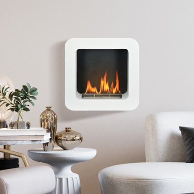 HOMCOM Wall Mounting Bio Ethanol Fireplace Heater Burning with 1L Tank ...