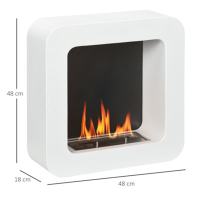 HOMCOM Wall Mounting Bio Ethanol Fireplace Heater Burning with 1L Tank ...